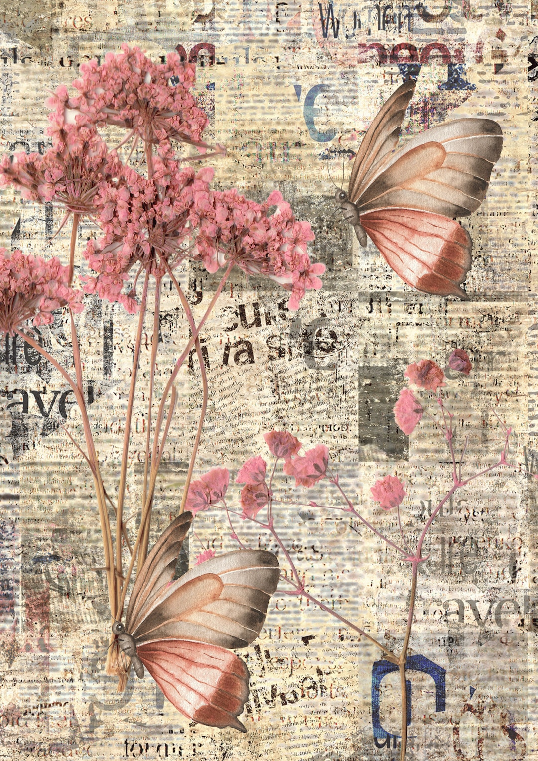 Scrapbooking Vintage Digital Download Butterflies With Vintage ...