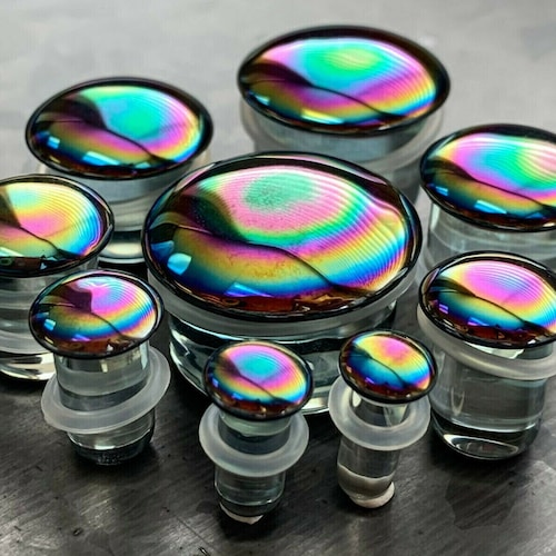 PAIR of Beautiful Oil Slick Design Pyrex Glass Single Flare - Etsy