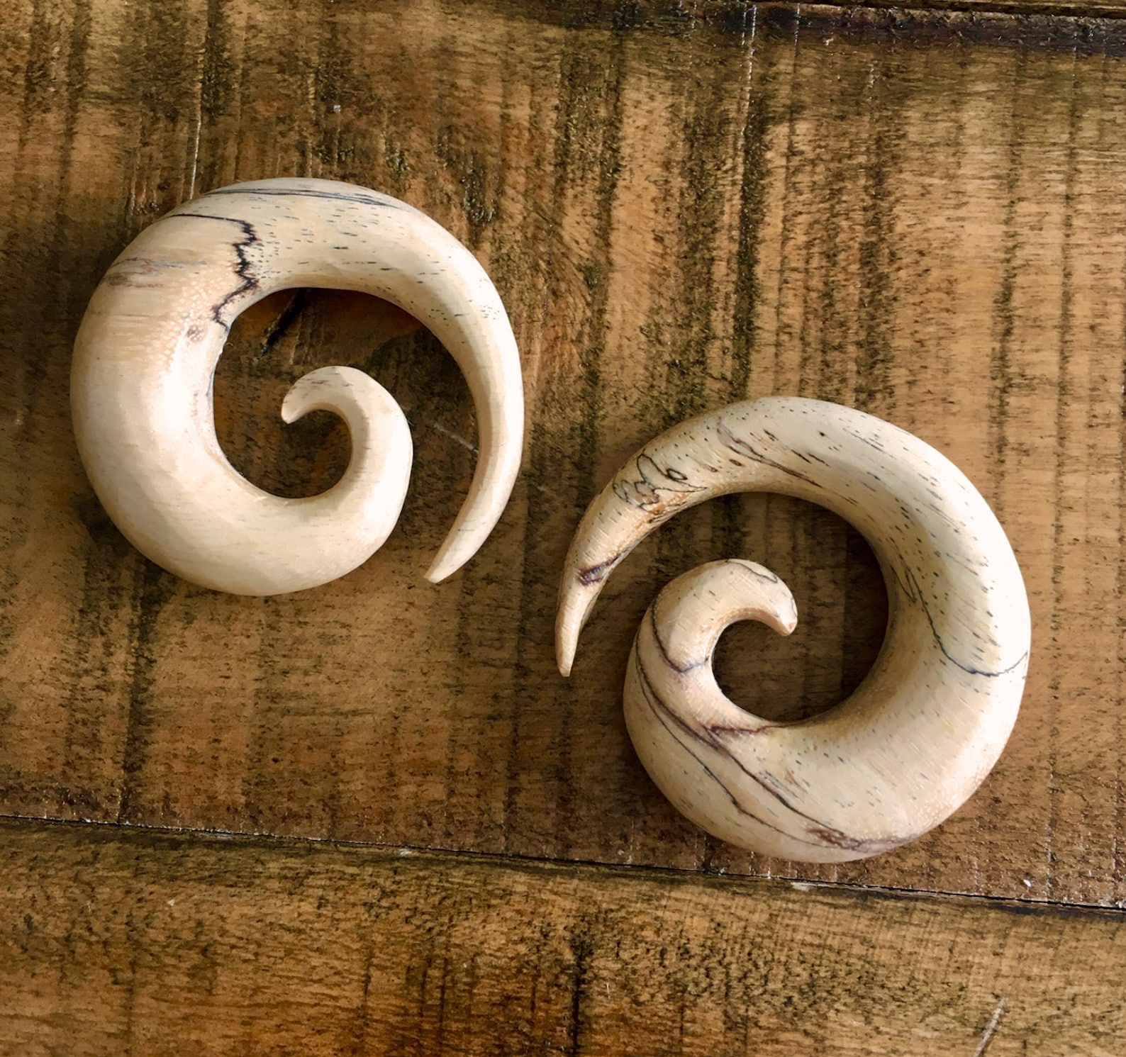 PAIR of Unique Organic Tamarind Wood Spiral Tapers Gauges 4g - Etsy