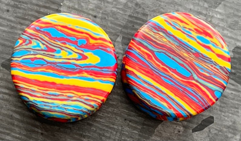 PAIR of Unique Primary Color Tie Dye Malachite Stone Plugs - Etsy