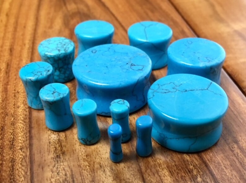 PAIR of Beautiful Turquoise Stone Plugs Gauges 8g up to - Etsy