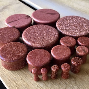 PAIR of Stunning Organic Gold Sandstone Stone Plugs - Gauges 8g (3mm ...