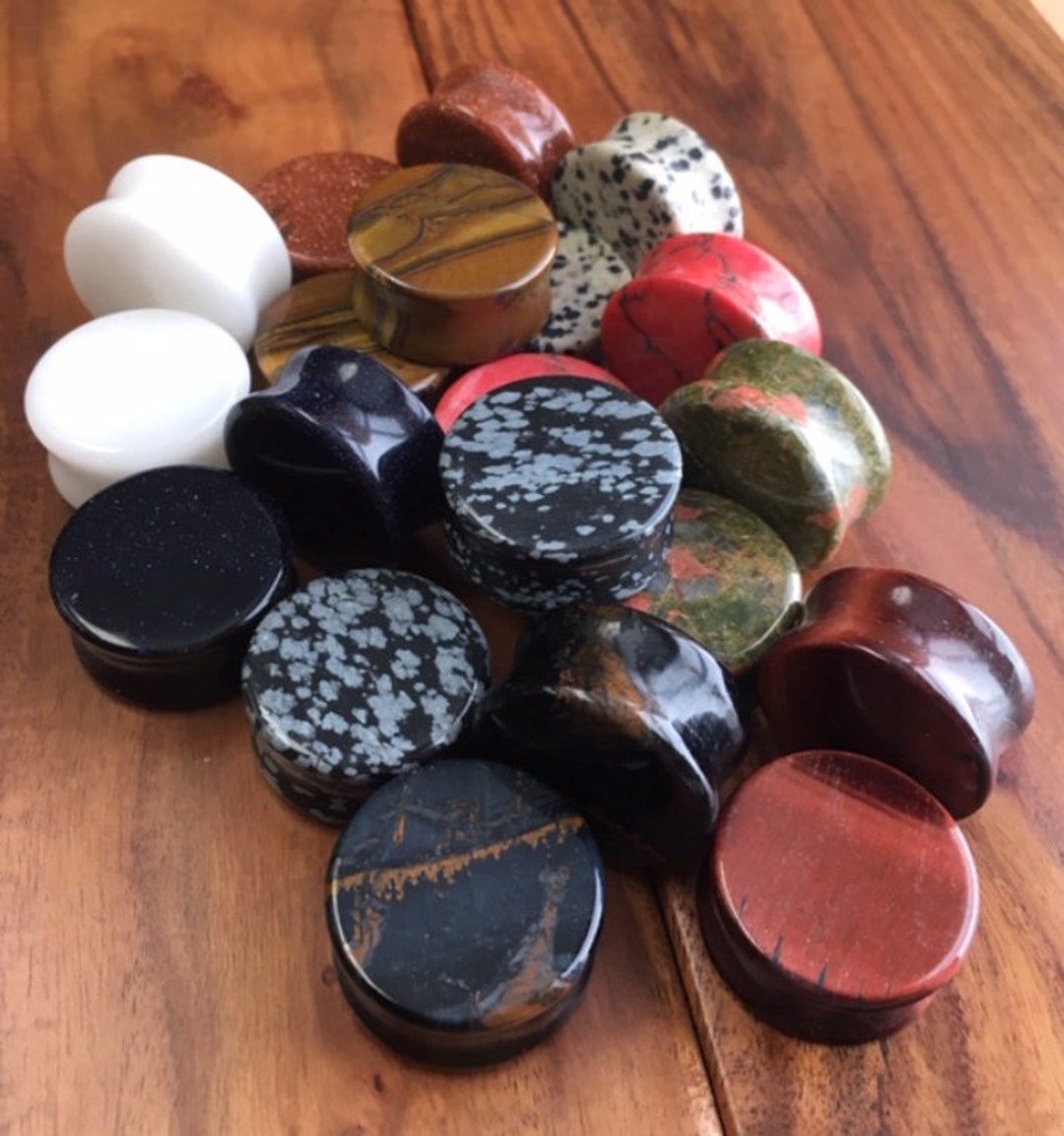 ALL 10 PAIR of Organic Double Flare Stone Plugs - Value Pack - Gauges ...