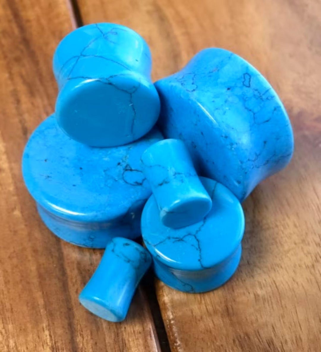 PAIR of Beautiful Turquoise Stone Plugs - Gauges 8g up to 1" (25mm ...