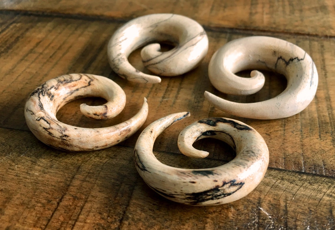 PAIR of Unique Organic Tamarind Wood Spiral Tapers Gauges 4g - Etsy
