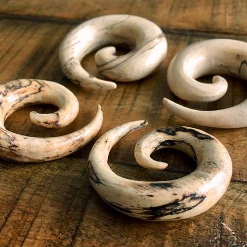 PAIR of Stunning Organic Sawo Wood Spiral Tapers Gauges 4g - Etsy