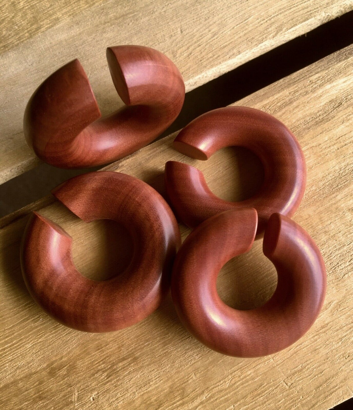 PAIR of Stunning Organic Saba Wood Hoops Ear Weight Hanging - Etsy