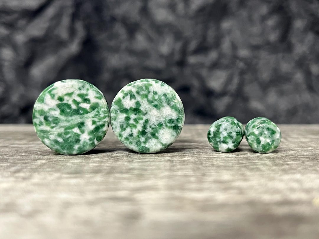 PAIR Qinghai Jade Stone Double Flare Plugs Organic Tunnels Gauges Body ...