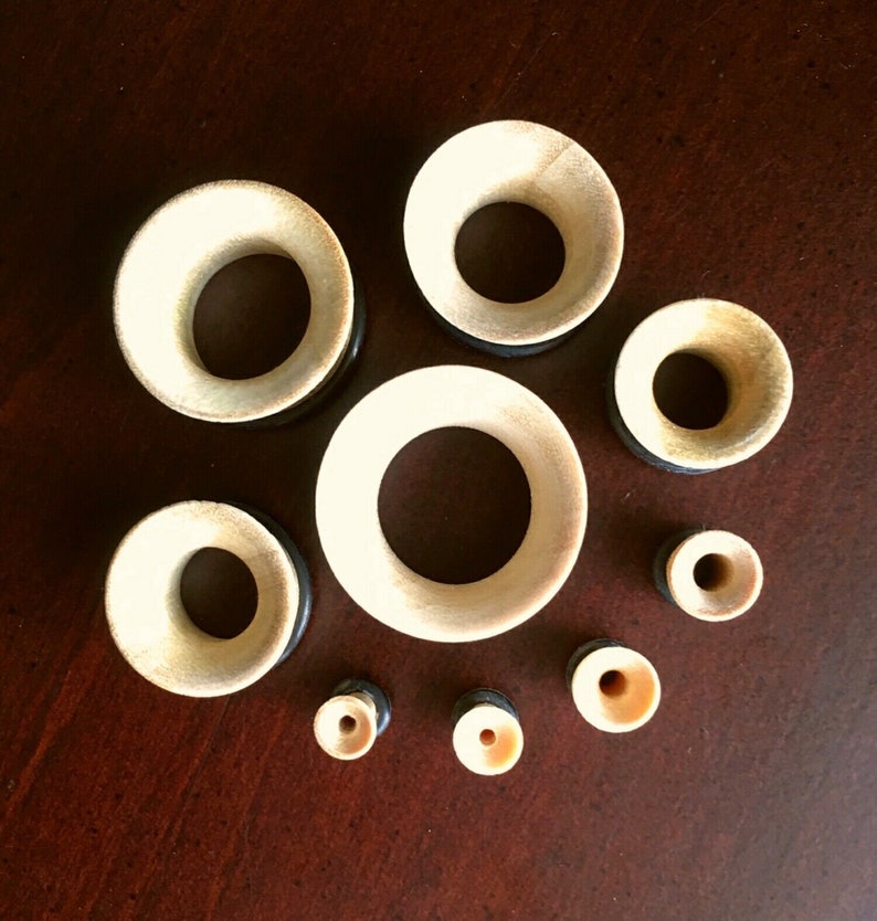 PAIR of Stunning Organic Blonde Crocodile Wood Single Flare Tunnels ...