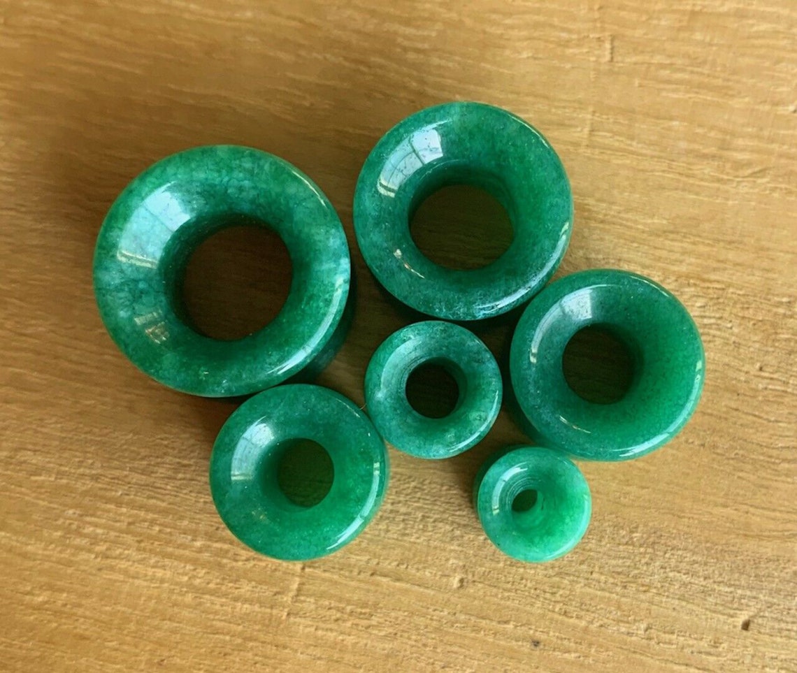 PAIR of Stunning Real Jade Organic Stone Tunnels Gauges 2g - Etsy