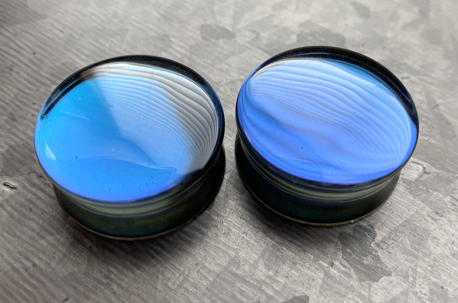 PAIR of Stunning Midnight Moonstone Iridescent Glass Double - Etsy