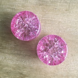 PAIR of Unique Cracked Pink Glass Double Flare Plugs - Gauges 2g (6mm ...