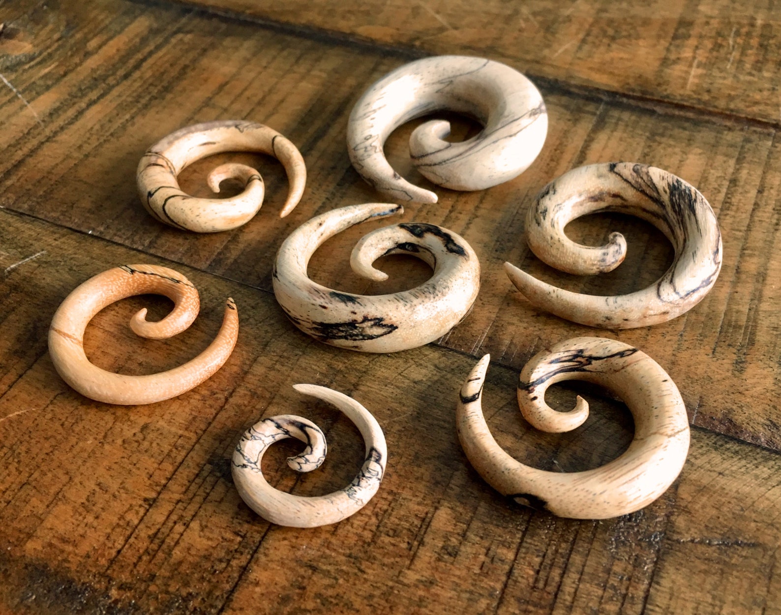 PAIR of Unique Organic Tamarind Wood Spiral Tapers Gauges 4g - Etsy