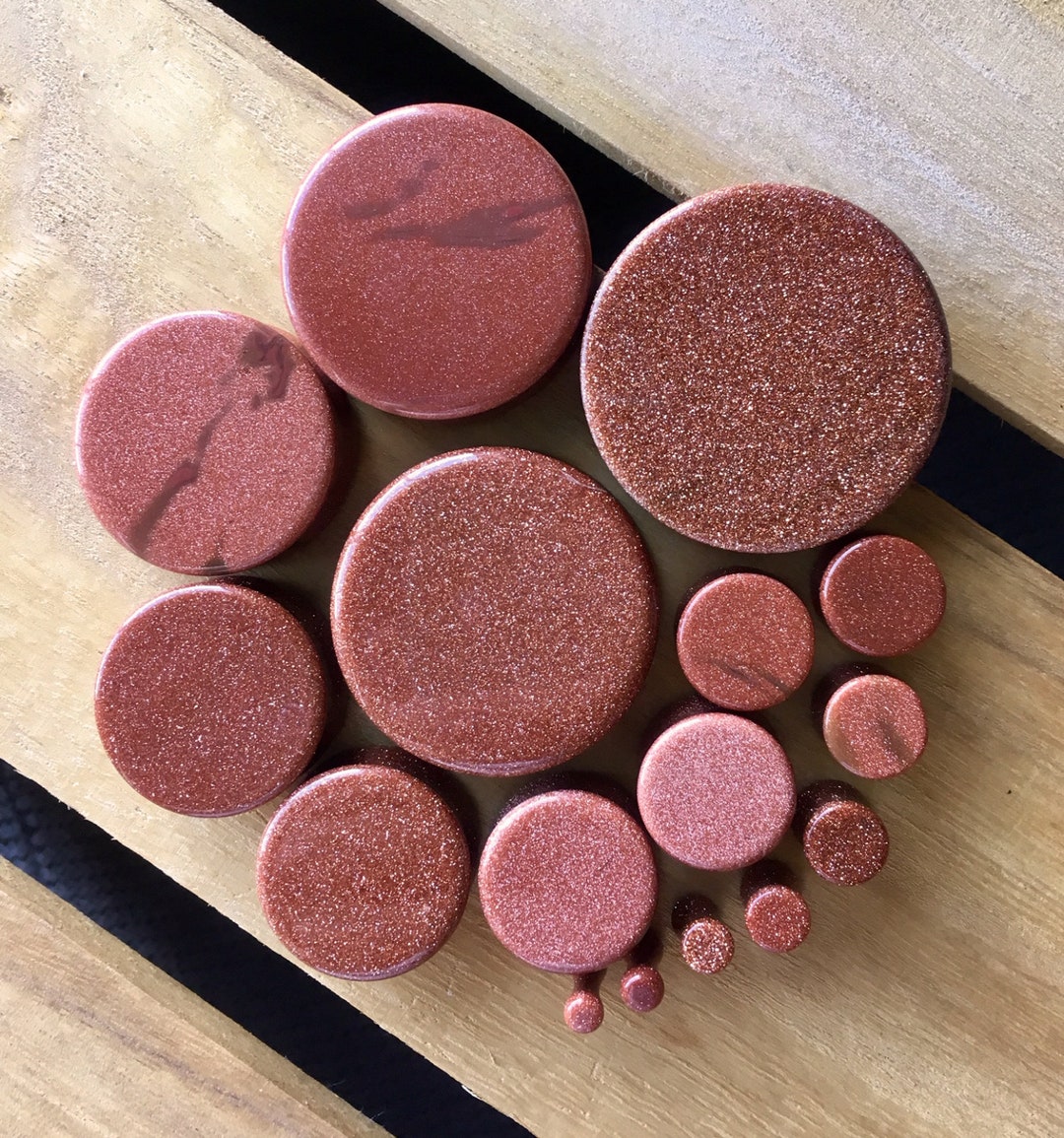 PAIR of Stunning Organic Gold Sandstone Stone Plugs - Gauges 8g (3mm ...