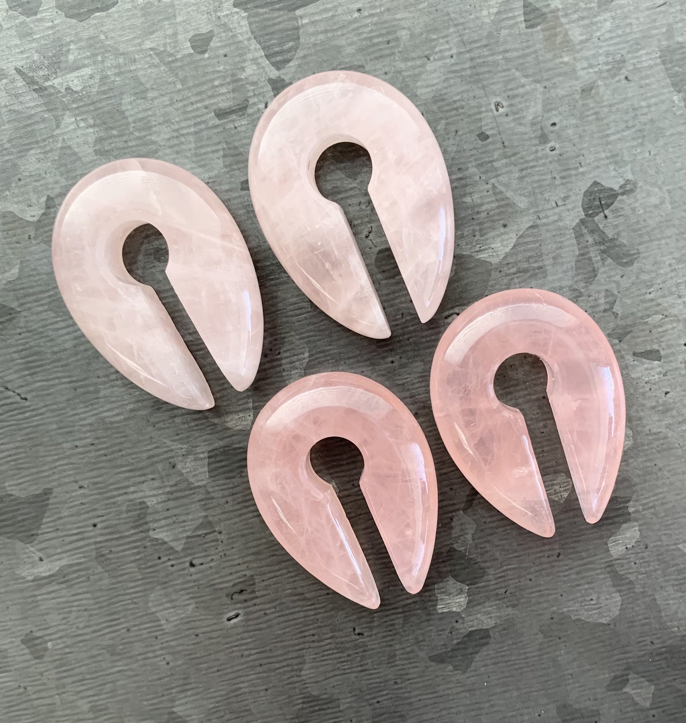 PAIR of Beautiful Rose Quartz Stone Keyhole Hanger Ear Weight | Etsy