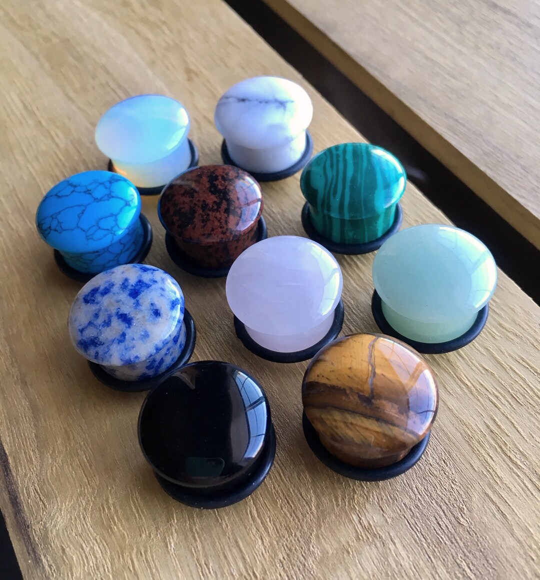 ALL 10 PAIR of Organic Single Flare Stone Plugs With O-rings - Value ...