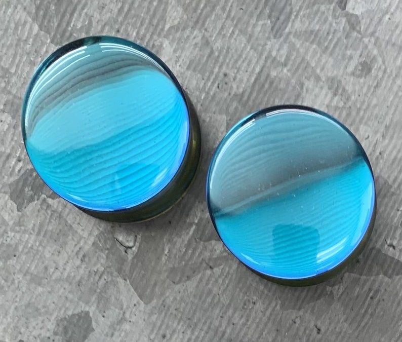 PAIR of Stunning Midnight Moonstone Iridescent Glass Double - Etsy