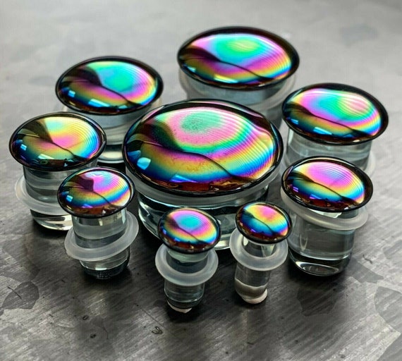 PAIR of Beautiful Oil Slick Design Pyrex Glass Single Flare - Etsy