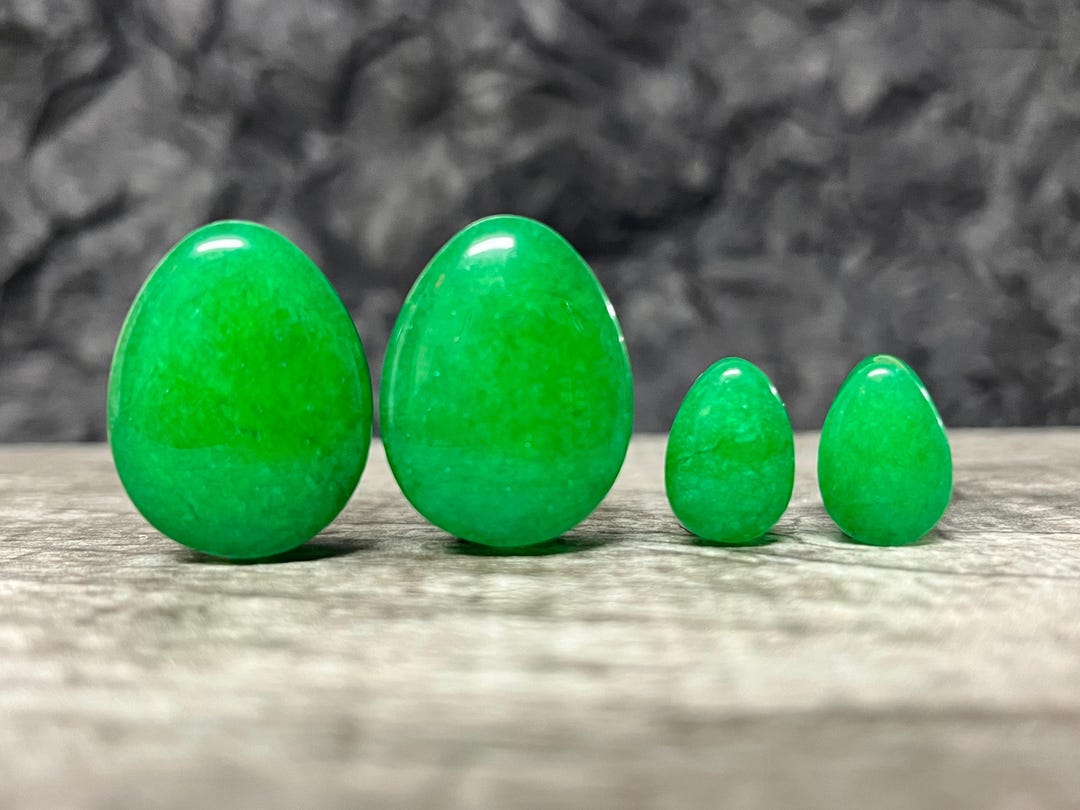 PAIR Dye Enhanced Real Green Jade Teardrop Stone Plugs Gauges Organic ...
