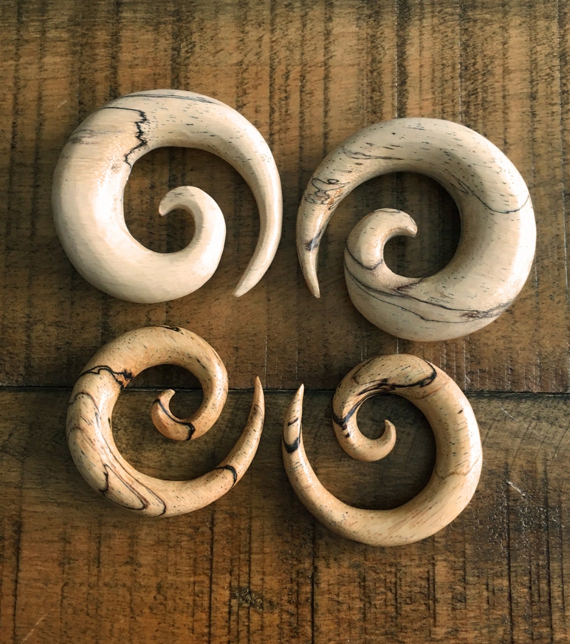 PAIR of Unique Organic Tamarind Wood Spiral Tapers Gauges 4g - Etsy