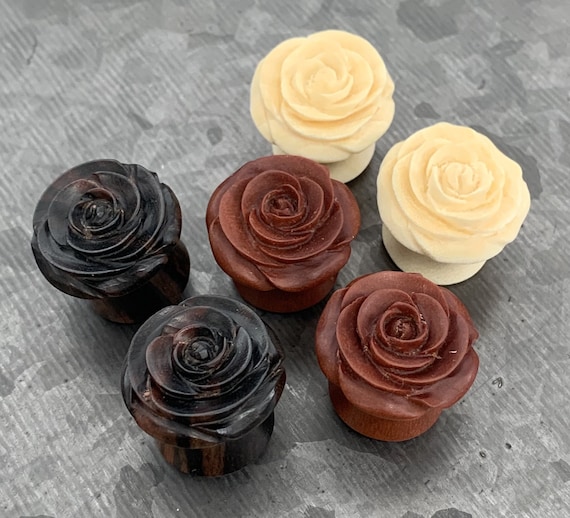 PAIR of Stunning Blooming Rose Flower Organic Wood - Etsy