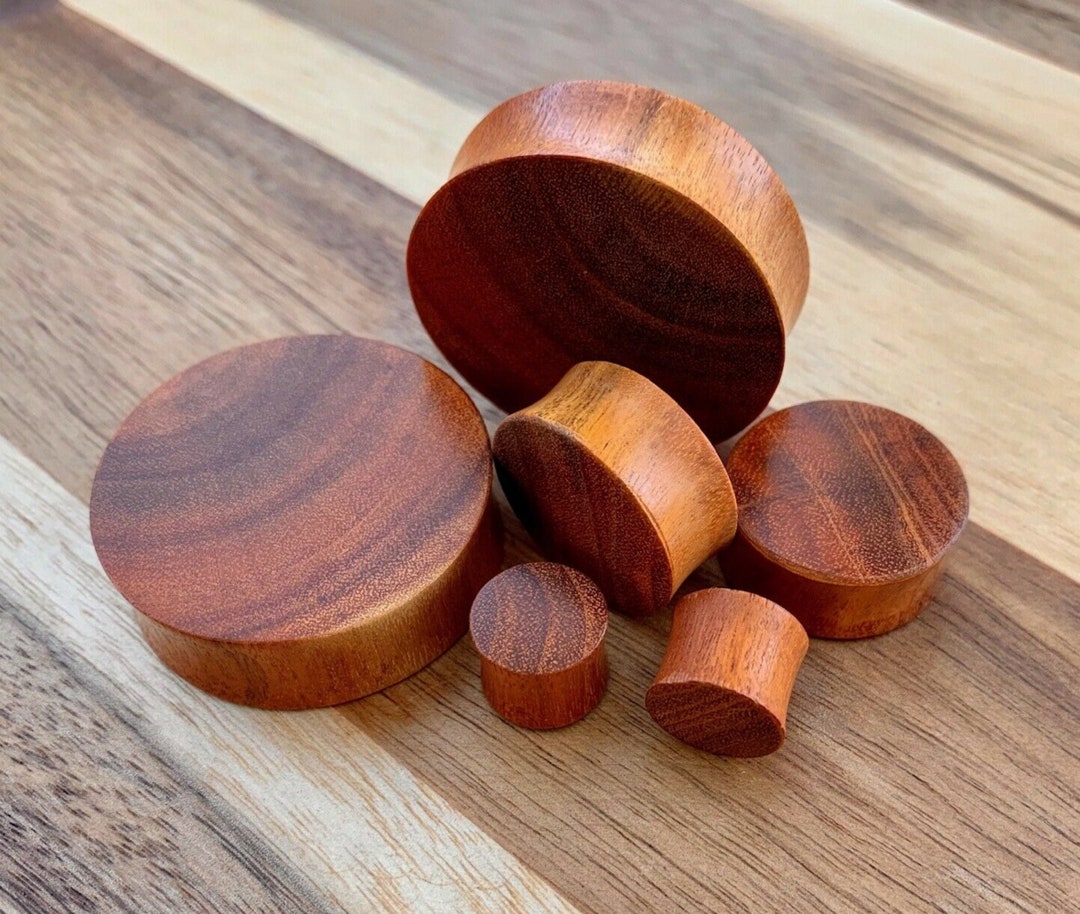 PAIR of Stunning Organic Chang Wood Plugs - Gauges 8g (3.2mm) up to 1&1 ...