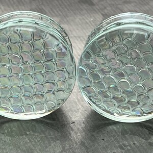 PAIR of Stunning Holographic Dragon / Fish Scale Design Pyrex Glass ...