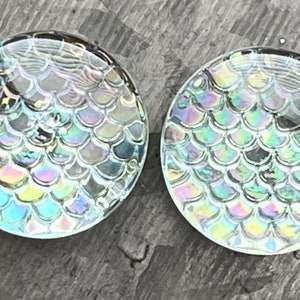 PAIR of Stunning Holographic Dragon / Fish Scale Design Pyrex Glass ...