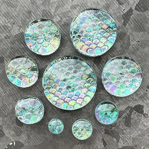 PAIR of Stunning Holographic Dragon / Fish Scale Design Pyrex Glass ...