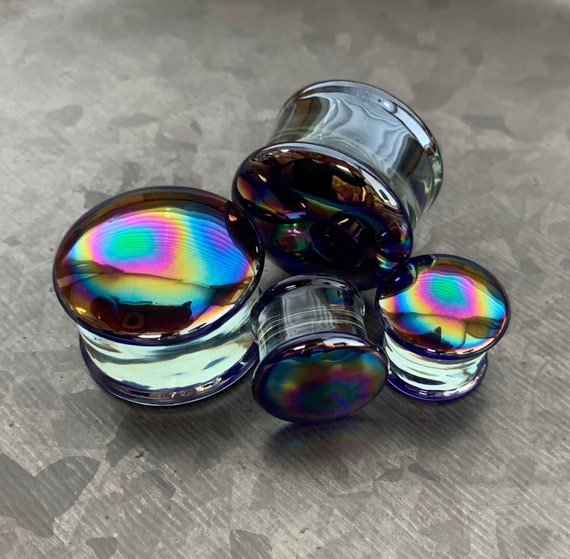 PAIR of Stunning Oil Slick Design Pyrex Glass Double Flare - Etsy