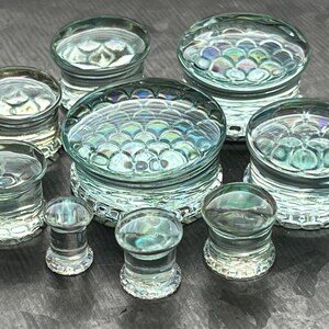 PAIR of Stunning Holographic Dragon / Fish Scale Design Pyrex Glass ...