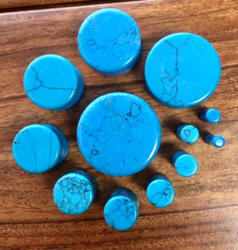 PAIR of Beautiful Turquoise Stone Plugs Gauges 8g up to - Etsy