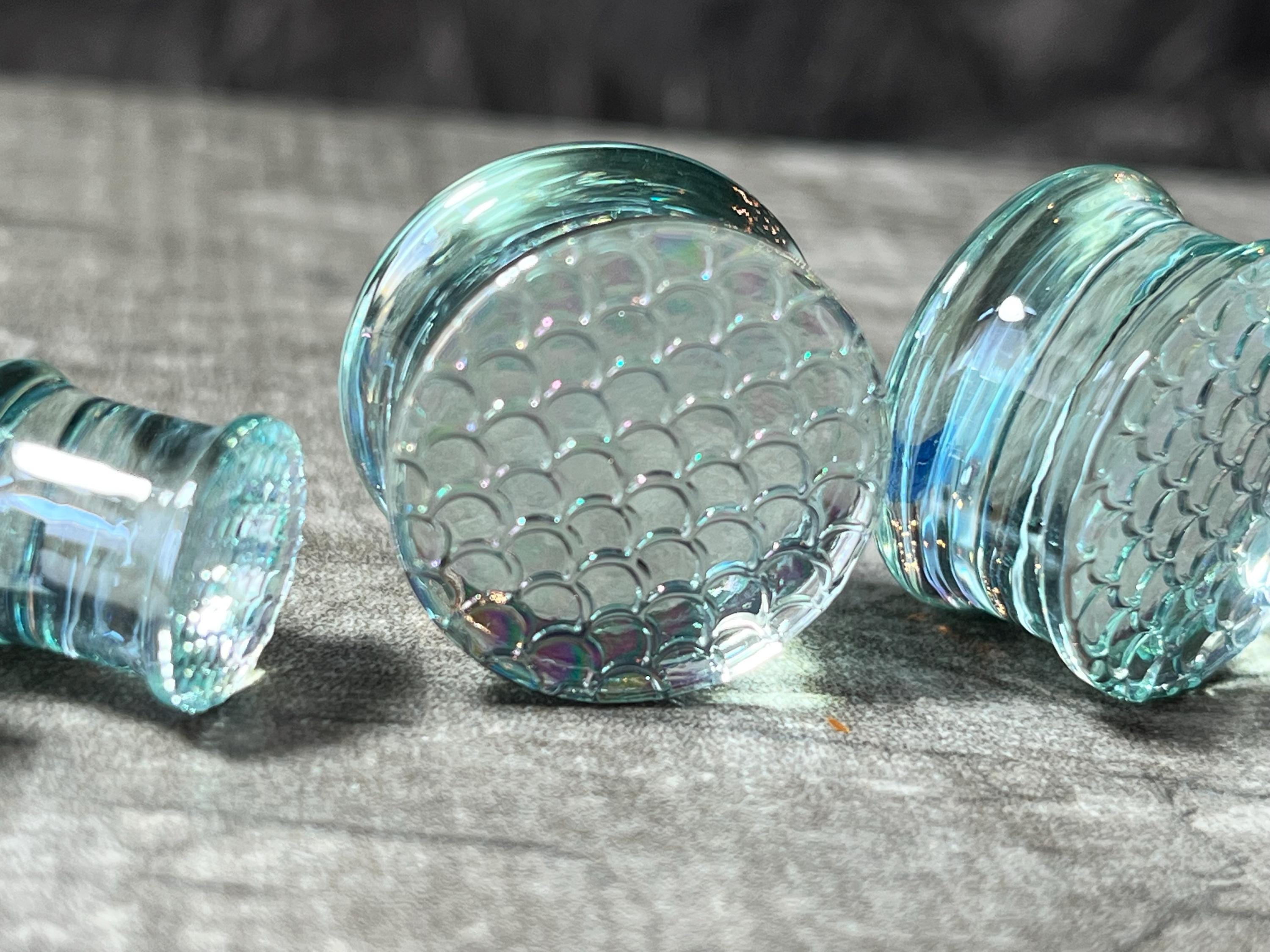 PAIR of Stunning Holographic Dragon / Fish Scale Design Pyrex Glass ...