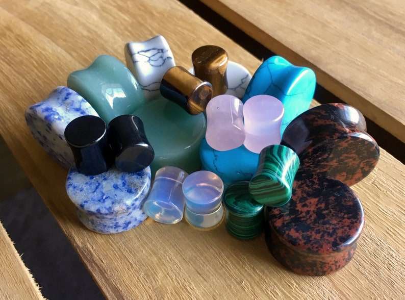 ALL 10 PAIR of Organic Double Flare Stone Plugs Value Pack | Etsy