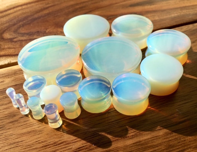 PAIR of Beautiful Opalite Opalescent Stone Moonstone Plugs - Etsy