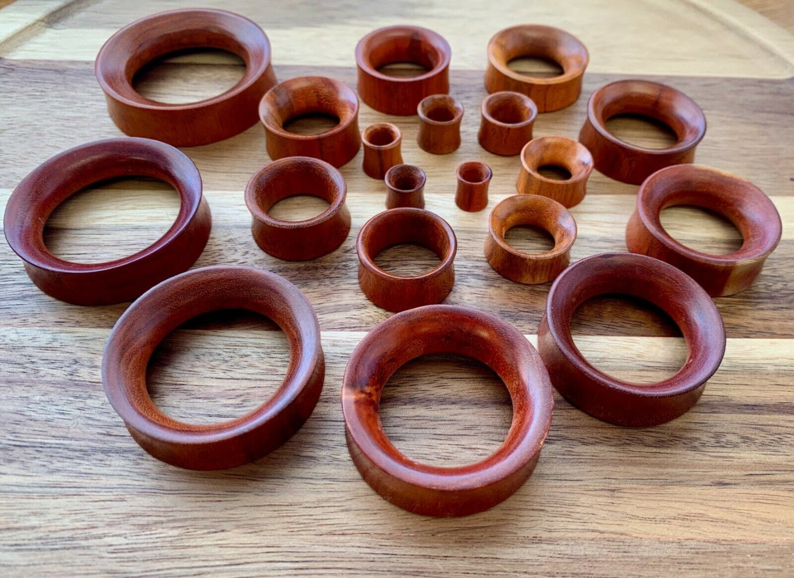 PAIR of Beautiful Organic Chang Wood Double Flare | Etsy