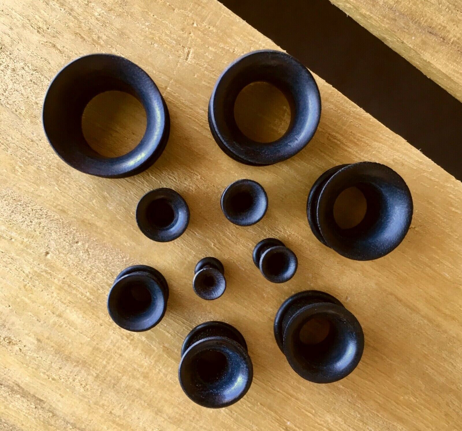 Black Ear Plug/Tunnel Body Jewelry Organic Black Areng Wood Hollow ...