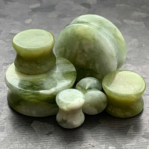 PAIR of Unique Natural South Jade Organic Stone Plugs Gauges - Etsy