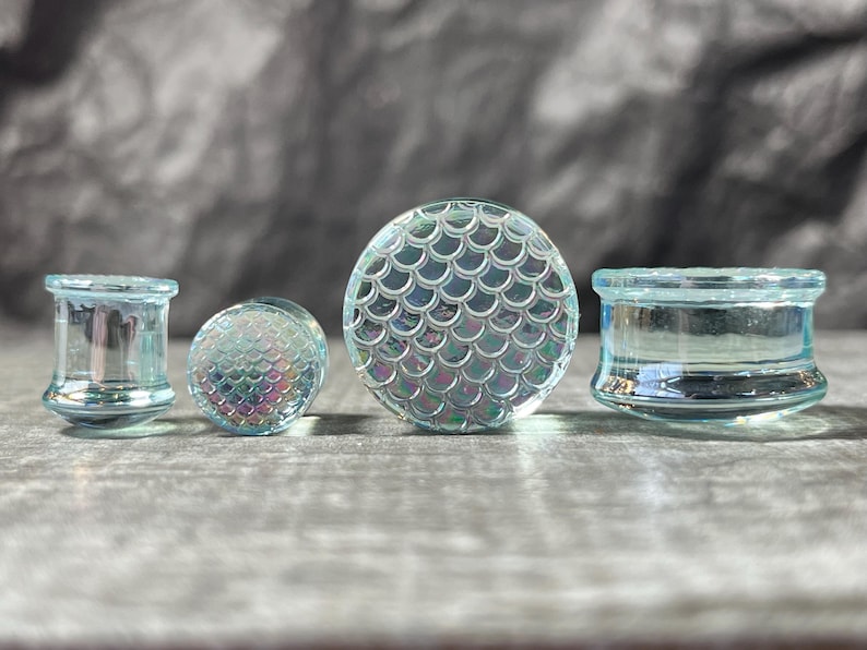 PAIR of Stunning Holographic Dragon / Fish Scale Design Pyrex Glass ...
