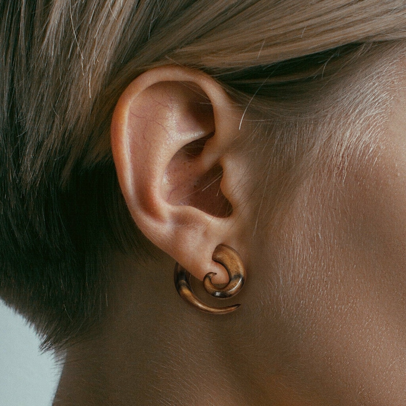 PAIR of Unique Organic Ebony Wood Spiral Tapers/plugs Gauges - Etsy