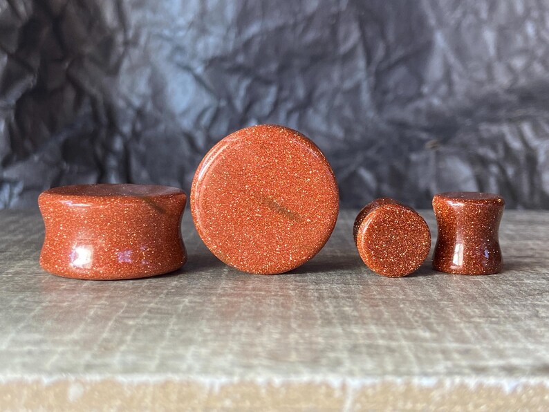 PAIR of Stunning Organic Gold Sandstone Stone Plugs - Gauges 8g (3mm ...