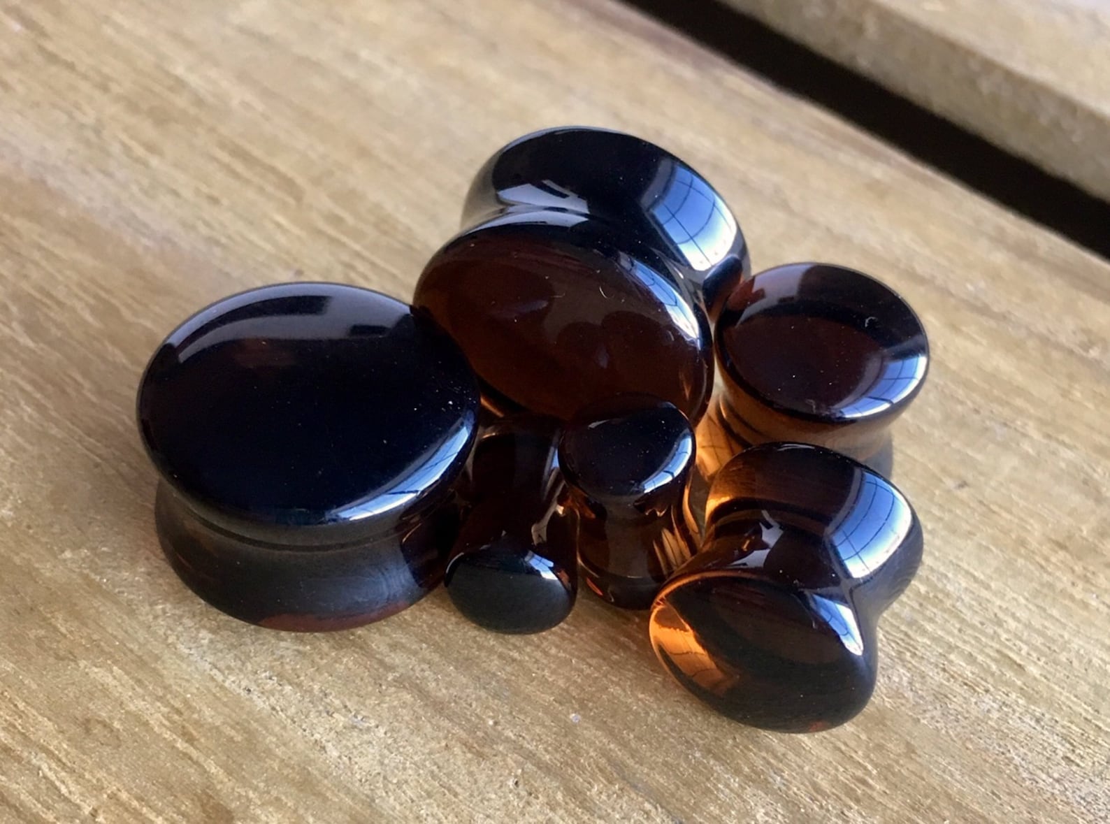 PAIR of Stunning Smoke Topaz Glass Double Flare Plugs Gauges - Etsy