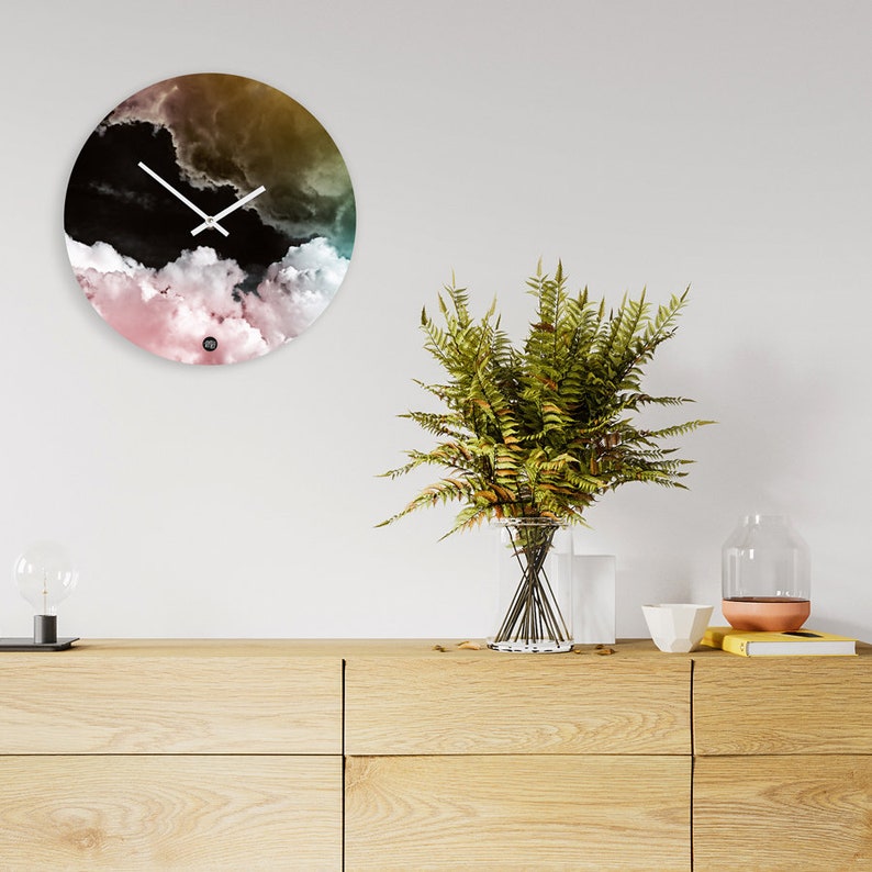 Wall Clock pink Clouds - Etsy