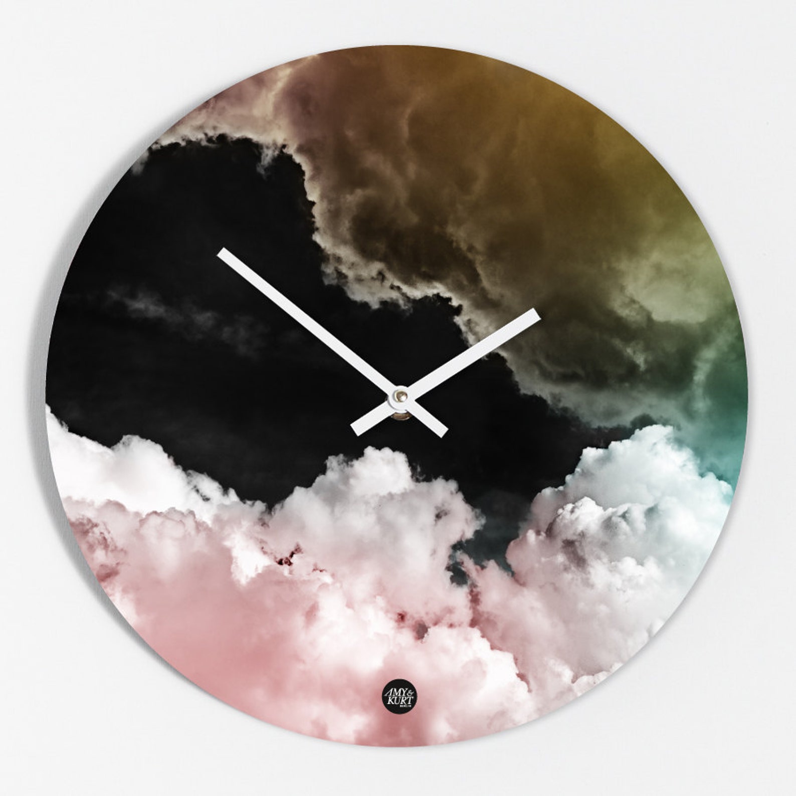 Wall Clock pink Clouds - Etsy
