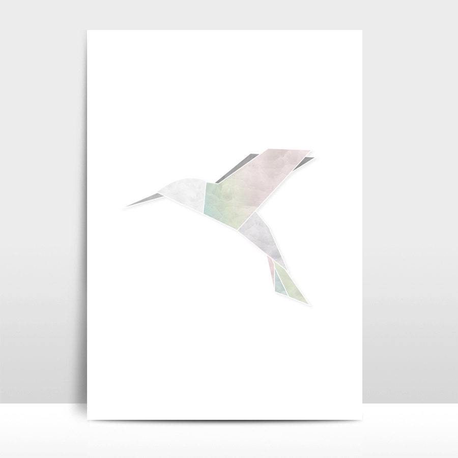 A3 Artprint origami Kolibri - Etsy