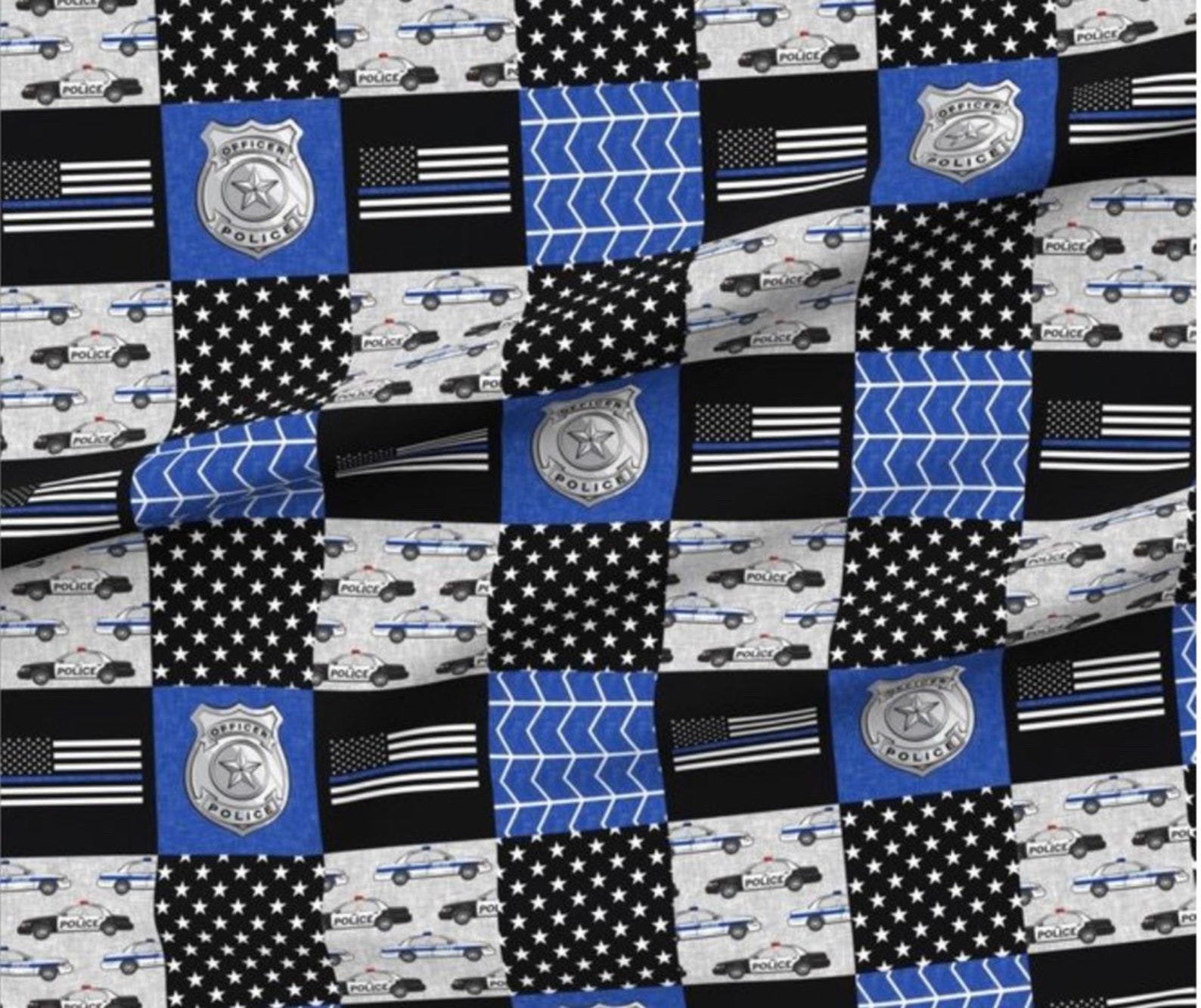 Patchwork Blanket Police Officer | Etsy