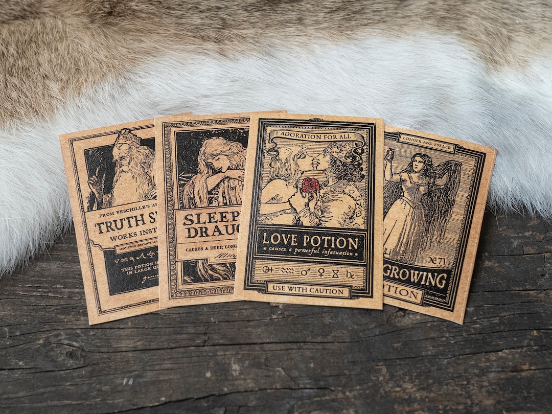 4 Potion Label Stickers - Love Potion, Truth Serum, Sleeping Draught ...