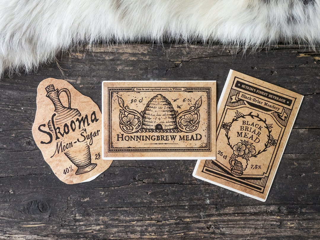 3 Skyrim Beverages Stickers Skooma, Honningbrew and Black-briar Mead - Etsy