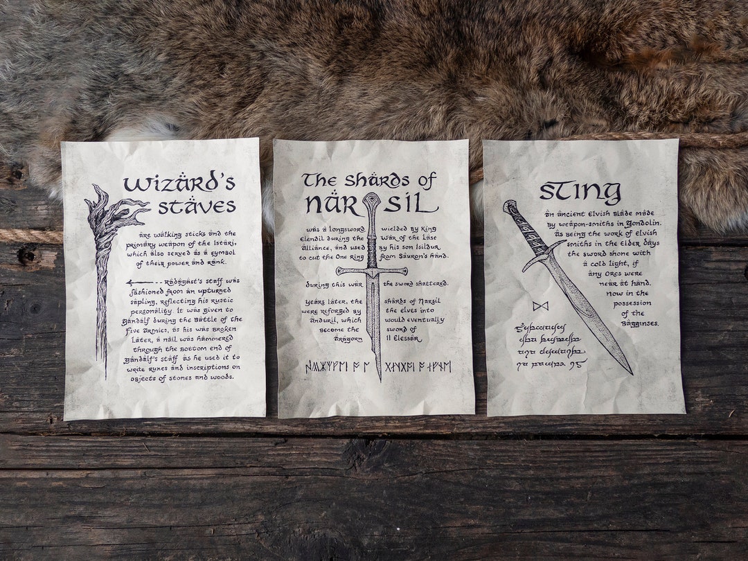 3 Arms of the Fellowship Scrolls - Scrolls From the Realm of Tolkien - Etsy