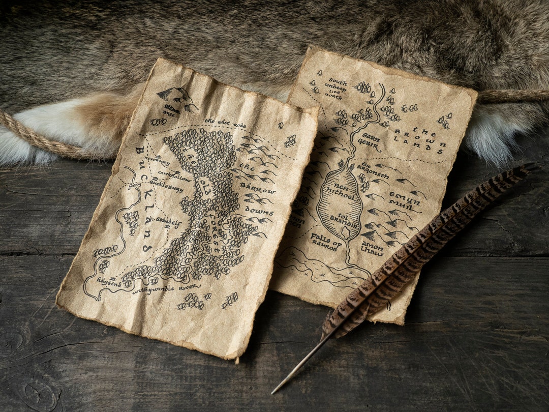 2 Middle Earth Inspired Fellowship Quest Maps Scrolls From the Realm of ...